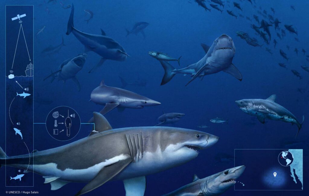 White Shark Cafe, repaire requins blancs du Pacifique